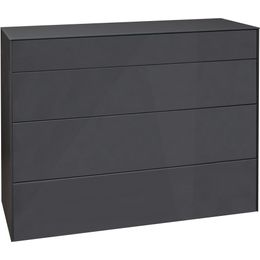 M&auml;usbacher Kommode M&Auml;USBACHER "Imola", grau (anthrazit matt lack, glas anthrazit glanz), B:121cm H:89cm T:42cm, Sideboards, Kommode, 2-Schubladen Kommode