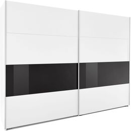 Schwebet&uuml;renschrank wimex "Bramfeld Kleiderschrank", schwarz (wei&szlig;, absetzung schwarzglas), B:270cm H:208cm T:64cm, Schr&auml;nke, Schwebet&uuml;renschrank, mit Glaselementen und zus&auml;tzlichen Einlegeb&ouml;den