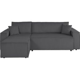 Ecksofa OTTO HOME "CASSI L-Form, 241cm - OTTO. Verl&auml;ssliche Qualit&auml;t.", grau (anthrazit), B:241cm H:80cm T:48cm, Sofas, Ecksofa, Schlaffunktion (133/200), Bettkasten, Cord, Unser Tiefpreis, Topseller