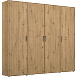 Kleiderschrank Rauch "VOYAGER Garderobe W&auml;scheschrank Schlafzimmer", braun (eiche artisan, griffe graumetallic), B:187cm H:194cm T:53cm, Holzwerkstoff, Schr&auml;nke, Kleiderschrank, mit 2 modernen Griffvarianten, viel Stauraum MADE IN GERMANY