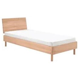 Einzelbett Home Affaire "Forrest, mit oder ohne Polsterkopfteil, in modernem Design", beige (eiche natur ge&ouml;lt), Liegefl&auml;che L&auml;nge B: 220cm x 90cm, Betten, wahlweise in Buche oder Eiche massiv, Lieferung ohne Matratze