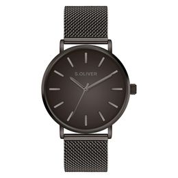 Quarzuhr s.Oliver "Basic Mesh", gr&uuml;n, Armbanduhren, Herren, Quarzuhr, Armbanduhr, Herrenuhr, Edelstahlarmband, analog