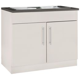 Wiho-K&uuml;chen Sp&uuml;lenschrank WIHO K&Uuml;CHEN "Cali", beige (front und korpus: cashmere, arbeitsplatte: granit grau), B:100cm H:85cm T:60cm, Schr&auml;nke, Sp&uuml;lenschrank, 100 cm breit