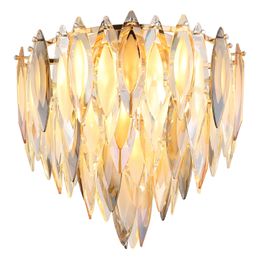 Globo LIGHTING Deckenleuchte "ELINOR", goldfarben, 5, &Oslash; 40cm H: 36cm, 1 Stk., Leuchten, Deckenleuchte Gold, K9 Kristalle Rauch/Champagner/Klar, E14, Deckenleuchte