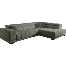 Ecksofa DIE PLANBAR "MP-IN15053 L-Form breiter Schenkel", grau (forest), B:323cm H:75cm T:222cm, 88% Polyester; 12% Polyamid, Sofas, Ecksofa, mit Kopfteilverstellung, wahlweise mit manueller Vorziehbank