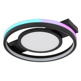 Globo LIGHTING Deckenleuchte "GISELL", bunt (schwarz matt), 1, H: 6,8cm, 1 Stk., Leuchten, LED Deckenleuchte Wohn- & Schlafzimmer RGB dimmbar, Deckenleuchte