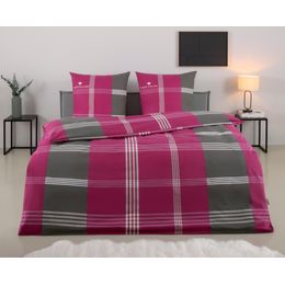 Bettw&auml;sche Tom Tailor HOME "Ole", lila (beere), B/L: 200cm x 200cm, 1 Stk., 2 Stk., Renforc&eacute;, B/L: 80cm x 80cm & 80cm x 80cm, 3 Stk., Renforc&eacute;, Obermaterial: 100% Baumwolle, Bettw&auml;sche, Bettw&auml;sche, karierte Bettw&auml;sche aus Baumwolle, mit Rei&szlig;verschluss