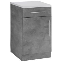 Wiho-K&uuml;chen Unterschrank WIHO K&Uuml;CHEN "Cali", grau (front und korpus: betonfarben, arbeitsplatte: canvas grau), B:50cm H:85cm T:60cm, Schr&auml;nke, Unterschrank, 50 cm breit