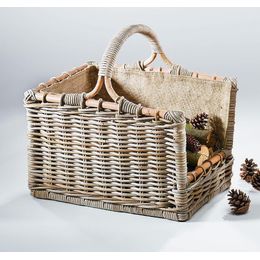 Aufbewahrungskorb Locker, grau, Rattan, Aufbewahrungsboxen