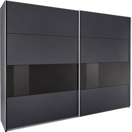 Schwebet&uuml;renschrank wimex "Bramfeld Kleiderschrank", schwarz (graphit, absetzung schwarzglas), B:270cm H:208cm T:64cm, Schr&auml;nke, Schwebet&uuml;renschrank, mit Glaselementen und zus&auml;tzlichen Einlegeb&ouml;den