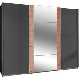 Schwebet&uuml;renschrank wimex "Bern Schiebet&uuml;renschrank", grau (graphit, artisan oak nachbildung, alu), B:313cm H:210cm T:64cm, Holzwerkstoff, Schr&auml;nke, Schwebet&uuml;renschrank, Schrank mit zus&auml;tzlicher Innenausstattung, Garderobe