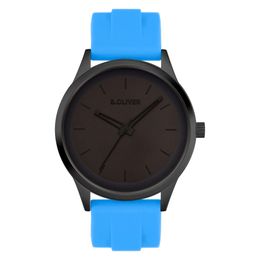 Quarzuhr s.Oliver "Sport Silicone", blau, schwarz, Armbanduhren, Herren, Quarzuhr, Armbanduhr, Herrenuhr, Silikonarmband, analog