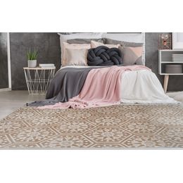 Teppich Calo-deluxe "Latemar 300" Gr. 3, grau (taupe), B:120cm H:7mm L:170cm, Kunstfaser, Teppiche, Teppich, weiche Fell Haptik, Relief Muster, Wohnzimmer, Schlafzimmer