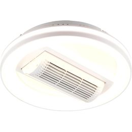 REALITY LEUCHTEN LED Deckenleuchte "KURULA mit Ventilator, schwenkbarer Deckenventilator mit 37W LED", wei&szlig;, 1, &Oslash; 48cm H: 15cm, 1 Stk., Leuchten, 6-Stufen Ventilator Vor- & R&uuml;cklauf, Fernbedienung CCT dimmbar, LED Deckenleuchte
