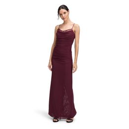 Abendkleid Vera Mont "Damen mit Spitzeneinsatz", Damen, Gr. 42, Normalgr&ouml;&szlig;en, rot (wild ruby), Mesh, Obermaterial: 92% Polyamid, 8% Elasthan. Futter: 92% Polyamid, 8% Elasthan, eng lang, Wasserfallausschnitt, Kleider Abendkleid