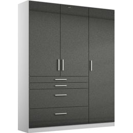 Dreht&uuml;renschrank Rauch "Kleiderschrank Schrank Garderobe Garderobenschrank HOMBURG", wei&szlig; (alpinwei&szlig;, hochglanz effektgrau), B:136cm H:197cm T:54cm, Holzwerkstoff, Schr&auml;nke, Dreht&uuml;renschrank, mit viel Stauraum, oberer Schubkasten mit Einteilung MADE IN GERMANY