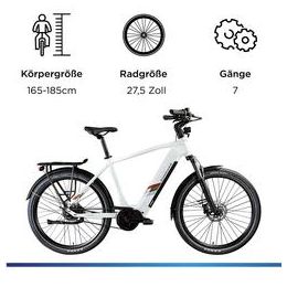 Z&uuml;ndapp E-Bike Z&Uuml;NDAPP "X850" Gr. 53, wei&szlig;, Elektrofahrr&auml;der, 53cm, 27,5 Zoll (69,85cm), Pedelec, Elektrofahrrad f&uuml;r Damen und Herren