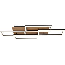 Globo LIGHTING Deckenleuchte "JEFFRY", holzfarben, schwarz, H: 7,5cm, 1 Stk., Leuchten, Deckenlampe Wohnzimmer-Leuchte Schlafzimmer-Leuchte Flur K&uuml;che, Deckenleuchte