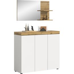 Garderoben-Set OTTO HOME "MAMBO, 2-teilige Kombination, stehend & h&auml;ngend montierbar", platin wei&szlig;, wotan eiche nachbildung, B:115cm H:179cm T:37cm, Kastenm&ouml;bel-Sets, Garderoben-Kombi, Garderobe, Flur, Diele