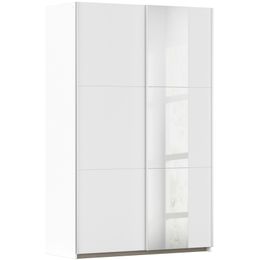 Schwebet&uuml;renschrank Rauch "Kleiderschrank Dreht&uuml;renschrank Schrank Garderobe KRONACH", wei&szlig; (alpinwei&szlig;, griffleisten alu, 1 spiegel), B:131cm H:210cm T:59cm, Holzwerkstoff, Schr&auml;nke, Schwebet&uuml;renschrank, optional ohne, mit 1 oder 2 Spiegel, viel Stauraum MADE IN GERMANY