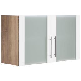 Wiho-K&uuml;chen Glash&auml;ngeschrank WIHO K&Uuml;CHEN "Cali", wei&szlig; (front: wei&szlig; matt, korpus: sonoma eichefarben), B:100cm H:56,5cm T:35cm, Schr&auml;nke, Glash&auml;ngeschrank, Front mit Glaseinsatz