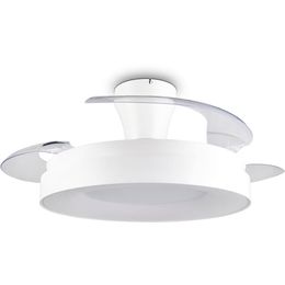 REALITY LEUCHTEN LED Deckenleuchte "VANSBRO mit Ventilator, Deckenventilator mit ausklappbaren Fl&uuml;geln 30W", wei&szlig;, 1, &Oslash; 106cm H: 29cm, 1 Stk., Leuchten, &Oslash; 49-106 cm (aufgeklappt), 6 Stufen, LED 32W CCT dimmbar Timer Fernb., LED Deckenleuchte
