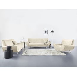 Polstergarnitur Home Affaire "Saltare elegant & komfortabel,, 3-2-1, bequem, Designfu&szlig;", wei&szlig;, H:78cm T:82cm, 100% Polyester, Sitzm&ouml;bel-Sets