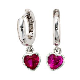 Paar Creolen Jobo "Ohrringe Herz", silber (silber 925), Ohrringe, Damen, Silber 925 (Sterlingsilber), 925 Silber mit Zirkonia