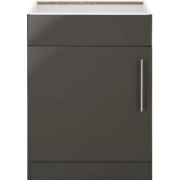 Wiho-K&uuml;chen Sp&uuml;lenschrank WIHO K&Uuml;CHEN "Cali", schwarz (front: anthrazit glanz, korpus: anthrazit matt), B:60cm H:82cm T:57cm, Schr&auml;nke, Sp&uuml;lenschrank, 60 cm breit, ohne Arbeitsplatte
