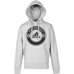Hoodie adidas Performance "Hoody Combat Sports" Gr. XXL, grau (grau, schwarz), Sweatshirts, Damen, XXL, Obermaterial: 100% Baumwolle, Hoodie