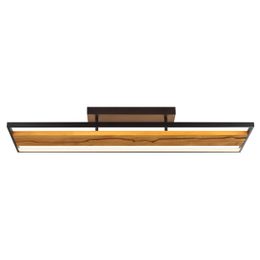Brilliant LED Deckenleuchte "Thunder", schwarz, holz, 1, H: 13cm, 1 Stk., Leuchten, 100 x 30 x 13,5 cm, 6000 lm, 3000 K, Metall u. Holz, schwarz/braun, LED Deckenleuchte