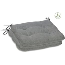 Sitzkissen GO-DE "Carina", grau (hellgrau, unifarben), B:38cm H:38cm L:38cm, Baumwolle, Polyester, Dekokissen_Sitzkissen_Kissenh&uuml;llen, Sitzkissen, 2er Set, 38x38x5 cm, wasserabweisend