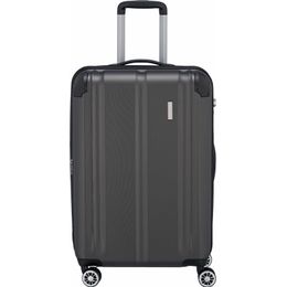 Hartschalen-Trolley Travelite "CITY Reisekoffer Hartschale", Gr. 78 l, grau (anthrazit), ABS, matt, unifarben, Basic, Koffer, mit TSA-Schloss, robustes ABS Reisegep&auml;ck