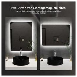 LED-Lichtspiegel Welltime "Toledo eckig, Spiegel mit LED Beleuchtung, Badspiegel", transparent, B:120cm H:60cm, Spiegel, mit Anti-Fog Beschichtung