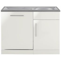 Wiho-K&uuml;chen Sp&uuml;lenschrank WIHO K&Uuml;CHEN "Cali", wei&szlig; (front: wei&szlig; glanz, korpus: wei&szlig;, arbeitsplatte: canvas grau), B:110cm H:85cm T:60cm, Schr&auml;nke, Sp&uuml;lenschrank, 110 cm breit, inkl. T&uuml;r/Sockel f&uuml;r Geschirrsp&uuml;ler