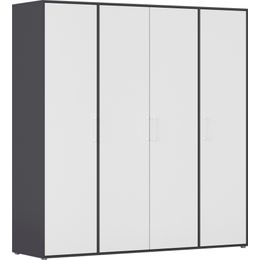 Kleiderschrank Rauch "VOYAGER Garderobe W&auml;scheschrank Schlafzimmer", alpinwei&szlig;, graumetallic, griffe wei&szlig;, B:187cm H:194cm T:53cm, Holzwerkstoff, Schr&auml;nke, Kleiderschrank, mit 2 modernen Griffvarianten, viel Stauraum MADE IN GERMANY