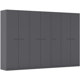 Dreht&uuml;renschrank Rauch "Kleiderschrank Schrank Garderobe OTELI inkl. Inneneinteilung", graumetallic, B:315cm H:210cm T:54cm, Holzwerkstoff, Schr&auml;nke, Dreht&uuml;renschrank, mit zus&auml;tzlichen Einlegeb&ouml;den, optional mit Spiegel MADE IN GERMANY