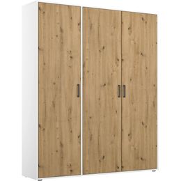 Kleiderschrank Rauch "VOYAGER Garderobe W&auml;scheschrank Schlafzimmer", wei&szlig; (alpinwei&szlig;, eiche artisan, griffe graumetallic), B:140cm H:194cm T:53cm, Holzwerkstoff, Schr&auml;nke, Kleiderschrank, mit 2 modernen Griffvarianten, viel Stauraum MADE IN GERMANY