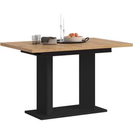 Esstisch Home Affaire "GERO, 120-160 cm, ausziehbar, S&auml;ulengestell", schwarz, artisan eiche nachbildung, H:76cm, Tische, Esstisch, Tisch, Esstisch, Esszimmer, Esszimmertisch, K&uuml;chetisch, Bartisch