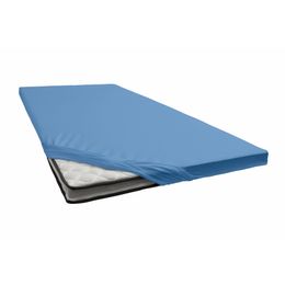 Spannbettlaken Janine "TOPPER 5001", blau, 1 Stk., Jersey-Elasthan, 140x200 140x210 140x220 150x200 150x210 150x220 160x200 160x210 160x220 10cm, Jersey-Elasthan, Obermaterial: 95% Baumwolle, 5% Elasthan, Bettlaken, Spannbettlaken, mit Rundumgummizug