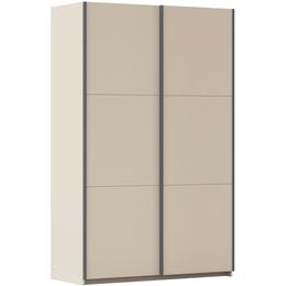 Schwebet&uuml;renschrank Rauch "Kleiderschrank Dreht&uuml;renschrank Schrank Garderobe KRONACH", champagner, griffleisten grau, B:131cm H:210cm T:59cm, Holzwerkstoff, Schr&auml;nke, Schwebet&uuml;renschrank, optional ohne, mit 1 oder 2 Spiegel, viel Stauraum MADE IN GERMANY