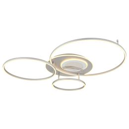 Globo LIGHTING Deckenleuchte "JOHNSON", silberfarben, 1, &Oslash; 48cm H: 13cm, 1 Stk., Leuchten, Smarte LED-Deckenleuchte, dimmbar, Fernbedienung, flexibel, Deckenleuchte