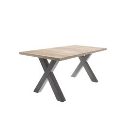 M&auml;usbacher Esstisch M&Auml;USBACHER "Mister", braun (tischplatte: eichefarben s&auml;gerau), B:160cm H:77cm T:90cm, Tische, Esstisch, mit Auszug (160-210 cm), Gestell in X-Form