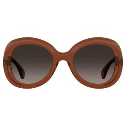 Moschino &ndash; Braune, abgerundete Sonnenbrille mit SF-Gl&auml;sern in Braun