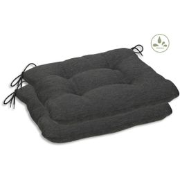 Sitzkissen GO-DE "Carina", grau (anthrazit, unifarben), B:38cm H:5cm L:38cm, Polyester, Dekokissen_Sitzkissen_Kissenh&uuml;llen, Sitzkissen, 2er Set, 38x5x38 cm, wasserabweisend