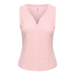 Spitzentop Only "ONLSMILLA S/L V-NECK TOP JRS", Damen, Gr. L, rosy touch, Jersey, Obermaterial: 95% Polyester, 5% Elasthan, unifarben, regular fit normal, V-Ausschnitt, Tops Spitzentop, Materialmix, regular fit, V-Ausschnitt