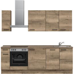 K&uuml;chenzeile Nobilia "Structura I", NEU: individuell anpassbar mit gratis Profi-Beratung", braun (k&uuml;che: braun, korpus: eiche havanna nachbildung, arbeitsplatte: eiche havanna nachbildung), B:240,3cm H:216,6cm T:60cm, Komplettk&uuml;chen-Sets, K&uuml;chenzeile, vormontiert, Breite 240 cm, Ausrichtung w&auml;hlbar, wahlw. mit E-Ger&auml;ten