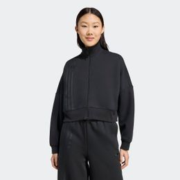 Sweatjacke adidas originals "OFF PLACED 3-STREIFEN ZIP UP", Damen, Gr. XL, schwarz, Obermaterial: 53% Baumwolle, 47% Polyester, angesetztes B&uuml;ndchen, Sweatjacken Sweatjacke, mit Rei&szlig;verschluss, mit glatter Materialstruktur