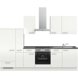 K&uuml;chenzeile Nobilia "Laser I", NEU: individuell anpassbar mit gratis Profi-Beratung", wei&szlig; (k&uuml;che: wei&szlig;, korpus: alpinwei&szlig;, arbeitsplatte: schwarzbeton nachbildung), B:300,3cm H:216,6cm T:60cm, Komplettk&uuml;chen-Sets, K&uuml;chenzeile, vormontiert, 300 cm breit, optional mit verschiedenen E‑Ger&auml;te-Sets