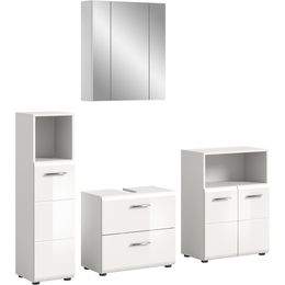 Badm&ouml;bel-Set Welltime "FLORENZ, 4-teilige Badkombination, hochwertige MDF-Front", wei&szlig; (wei&szlig;, wei&szlig; hochglanz), B:180cm H:185cm T:32cm, Holzwerkstoff, MDF, Kastenm&ouml;bel-Sets, Badm&ouml;bel-Set, Bad-Kombination, Bad-M&ouml;bel, Badezimmer, Kombination, Kombi